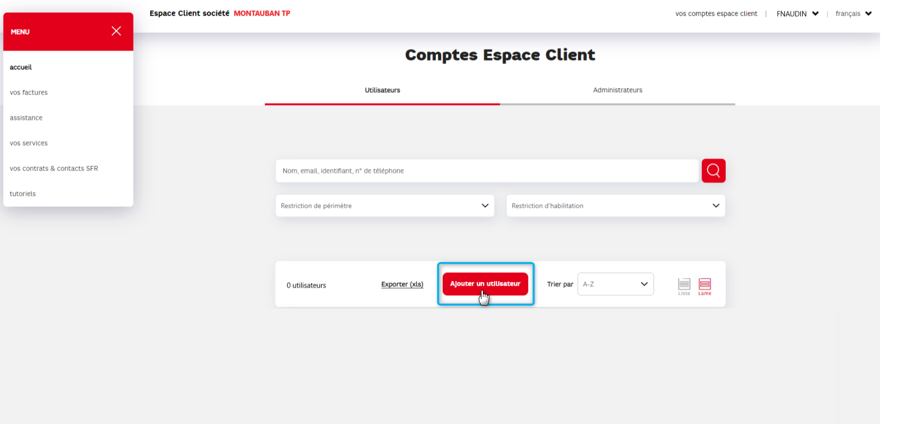 Assistance – Relation Client | Création d’un utilisateur depuis l’Espace Client